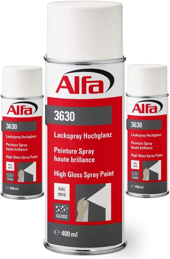 Laubner Store - 3630 Alfa Lackspray (3 x 400 ml) Hochglanz RAL 9010 ...